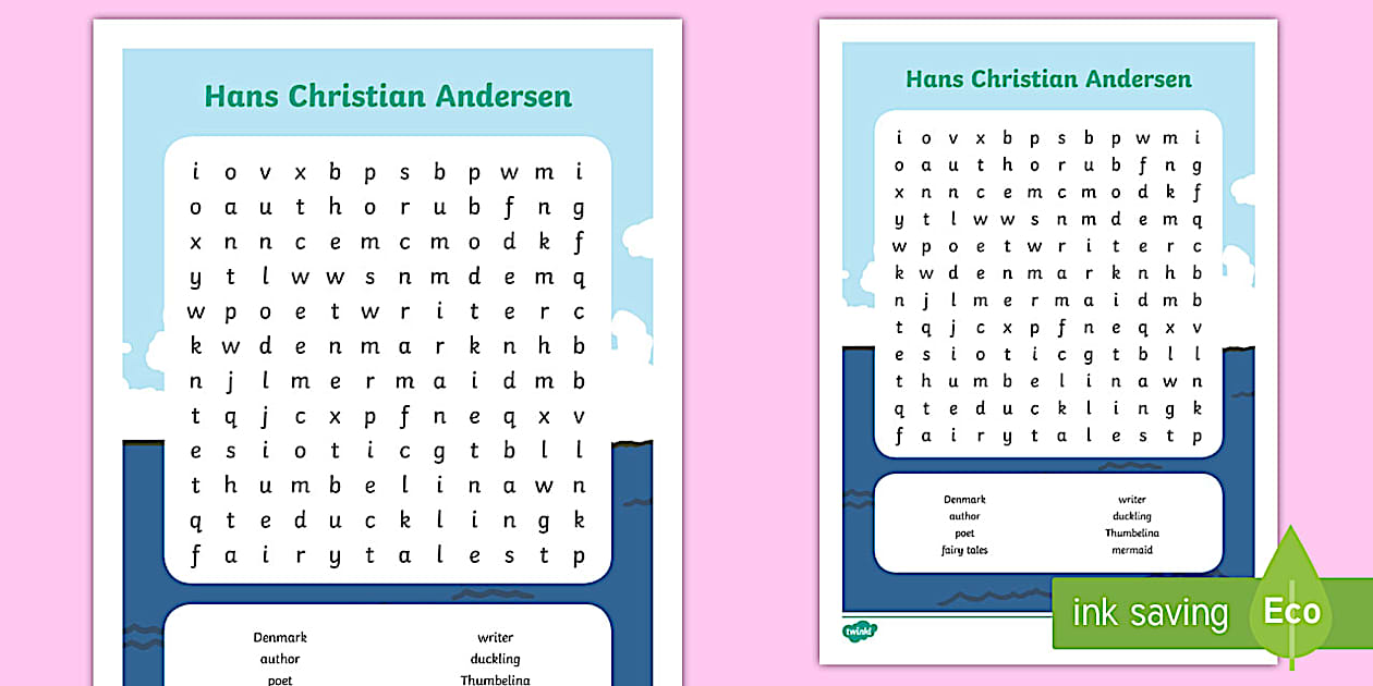 Hans Christian Andersen Word Search (teacher made) - Twinkl