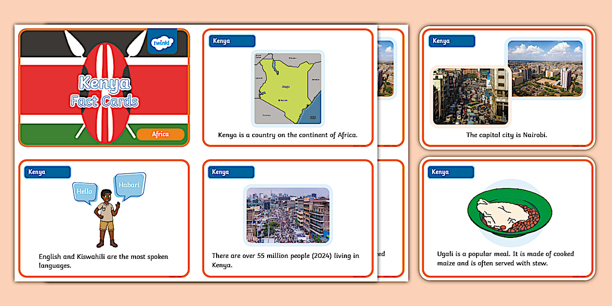 KS1 Kenya Fact Cards (teacher made) - Twinkl