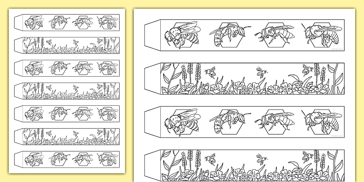 Bees Colouring Paper Chains (Teacher-Made) - Twinkl