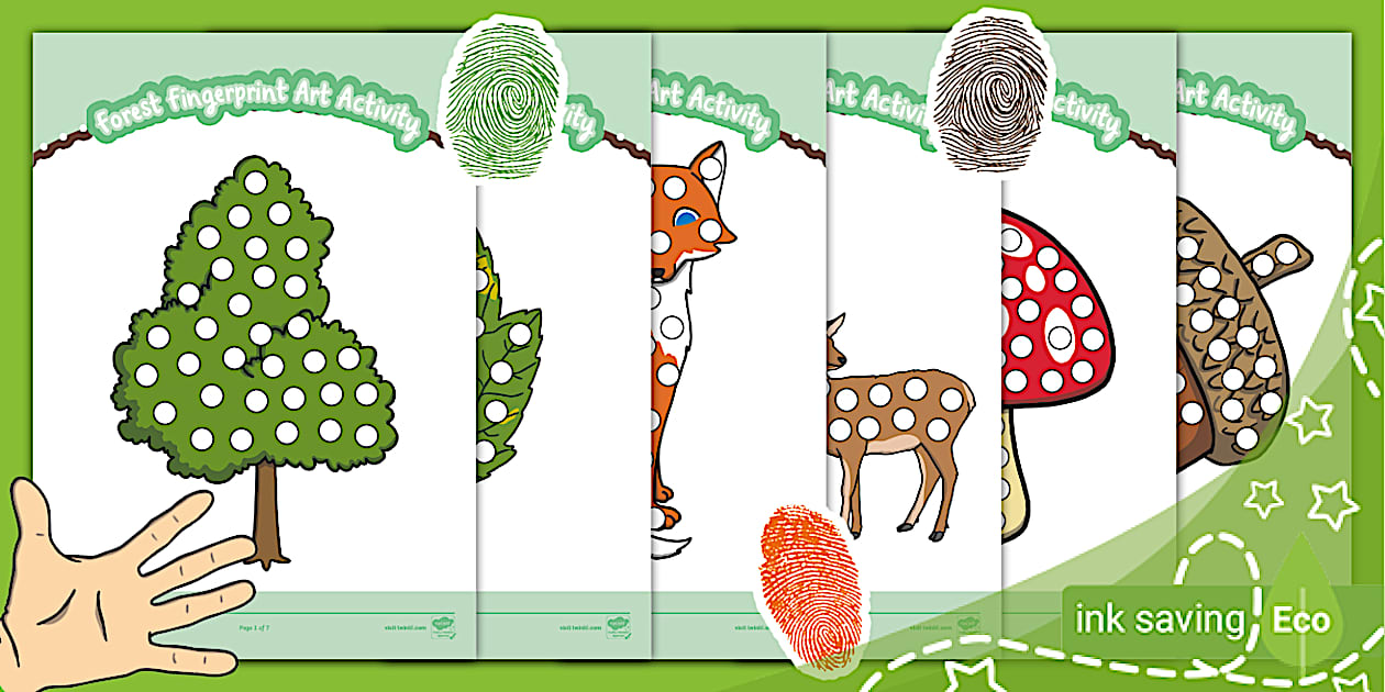 Forest-Themed Fingerprint Art Activity | Twinkl parents