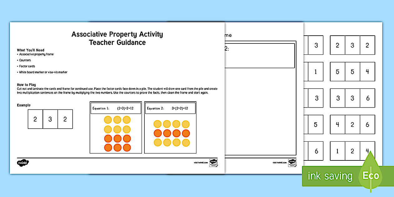 Associative Property Activity Mat (teacher made) - Twinkl