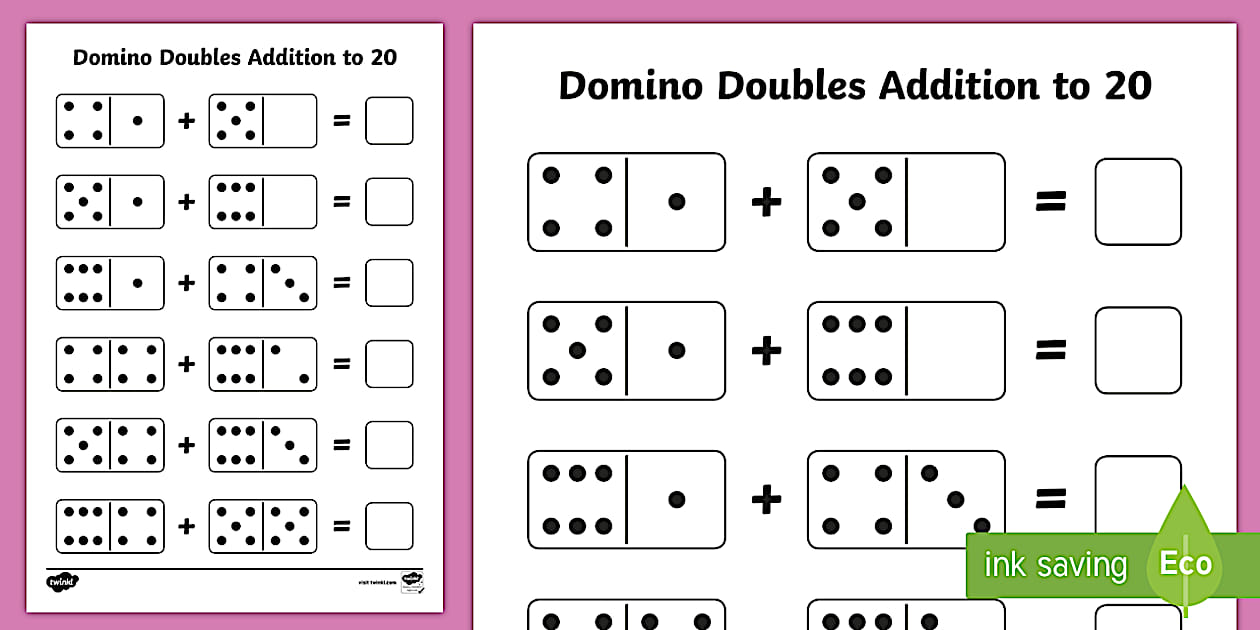 Adding With Dominoes | Addition to 20 Worksheet | Twinkl