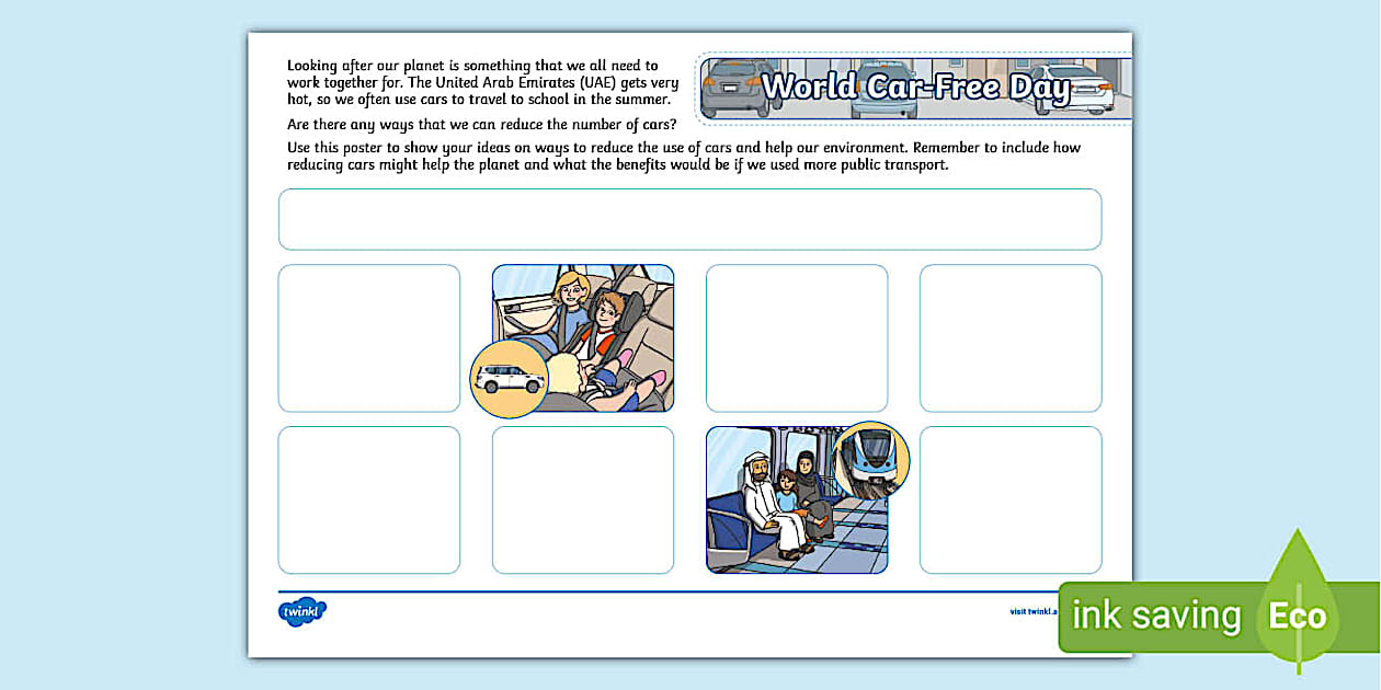 World Car Free Day Writing Activity KS1