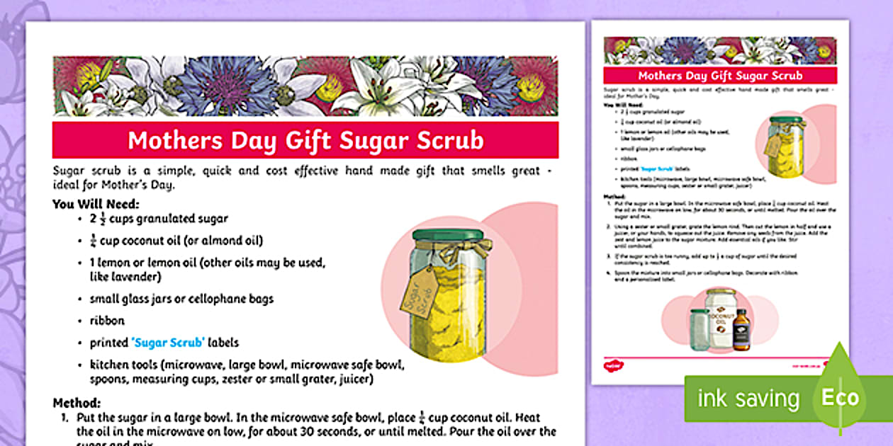 Mother’s Day Gift Sugar Scrub Activity (teacher made)