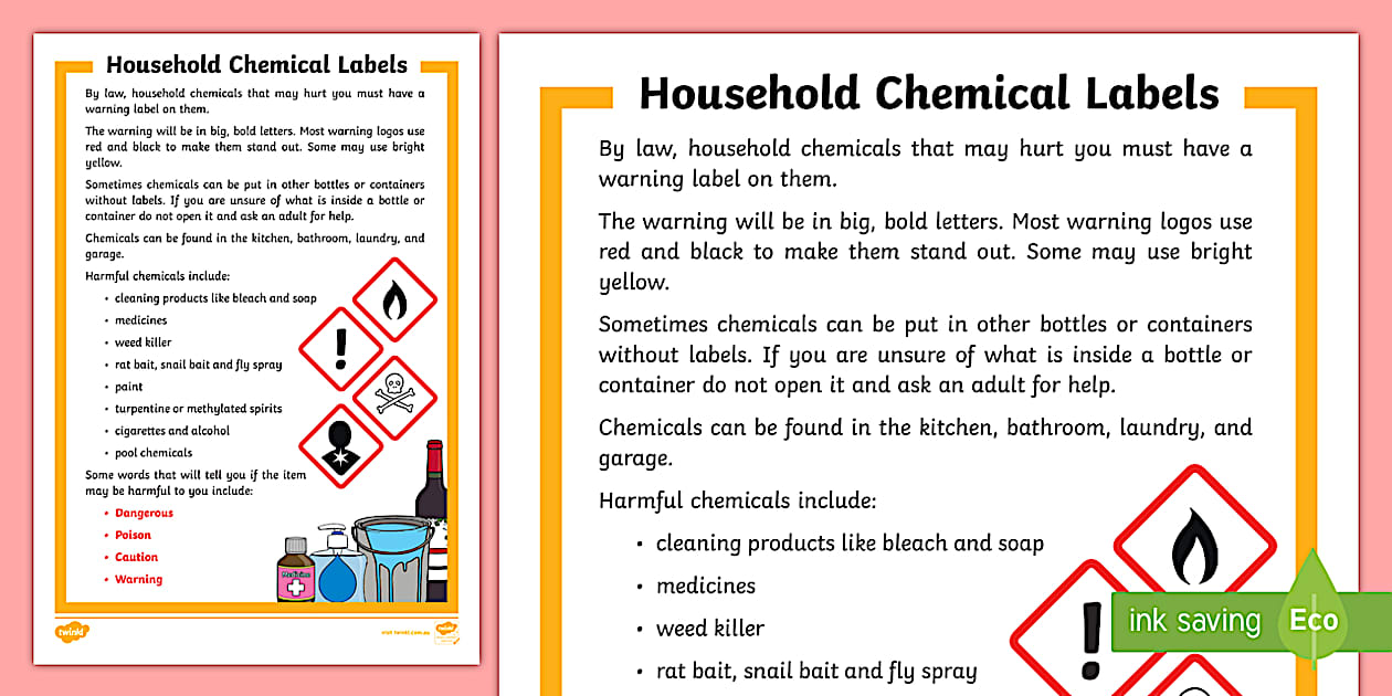 VIC Household Chemical Labels Fact File (teacher made)