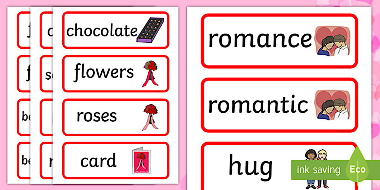 Valentine's Day Topic Word Cards (teacher made) - Twinkl