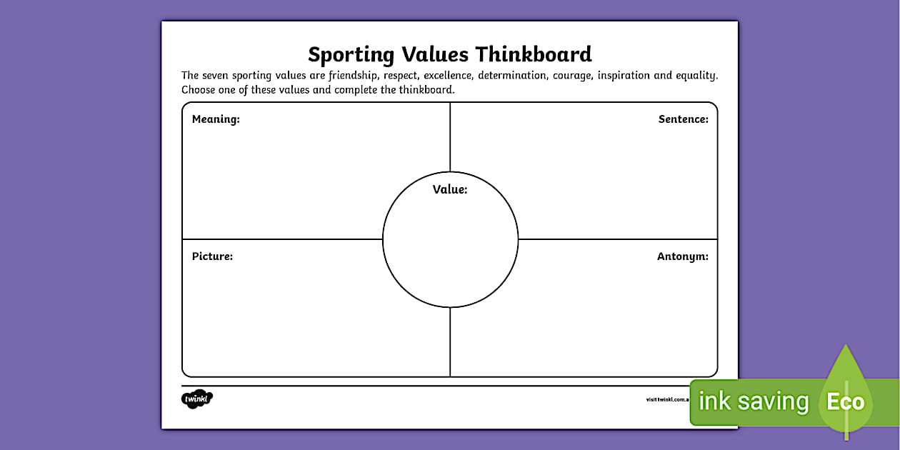 Sporting Values Think board (teacher made) - Twinkl