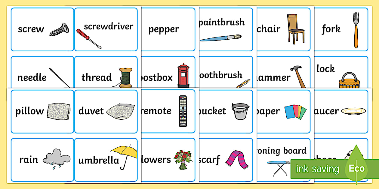 Editable Everyday Objects Word Association Game - Twinkl