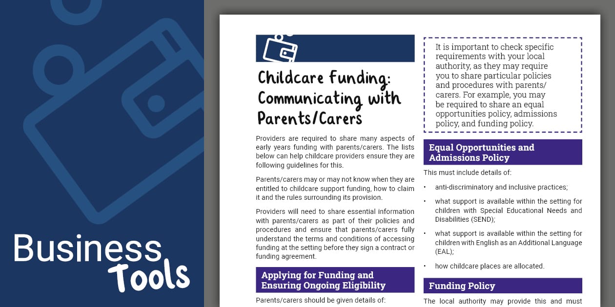 * NEW * Childcare Funding: Communicating with Parents/Carers