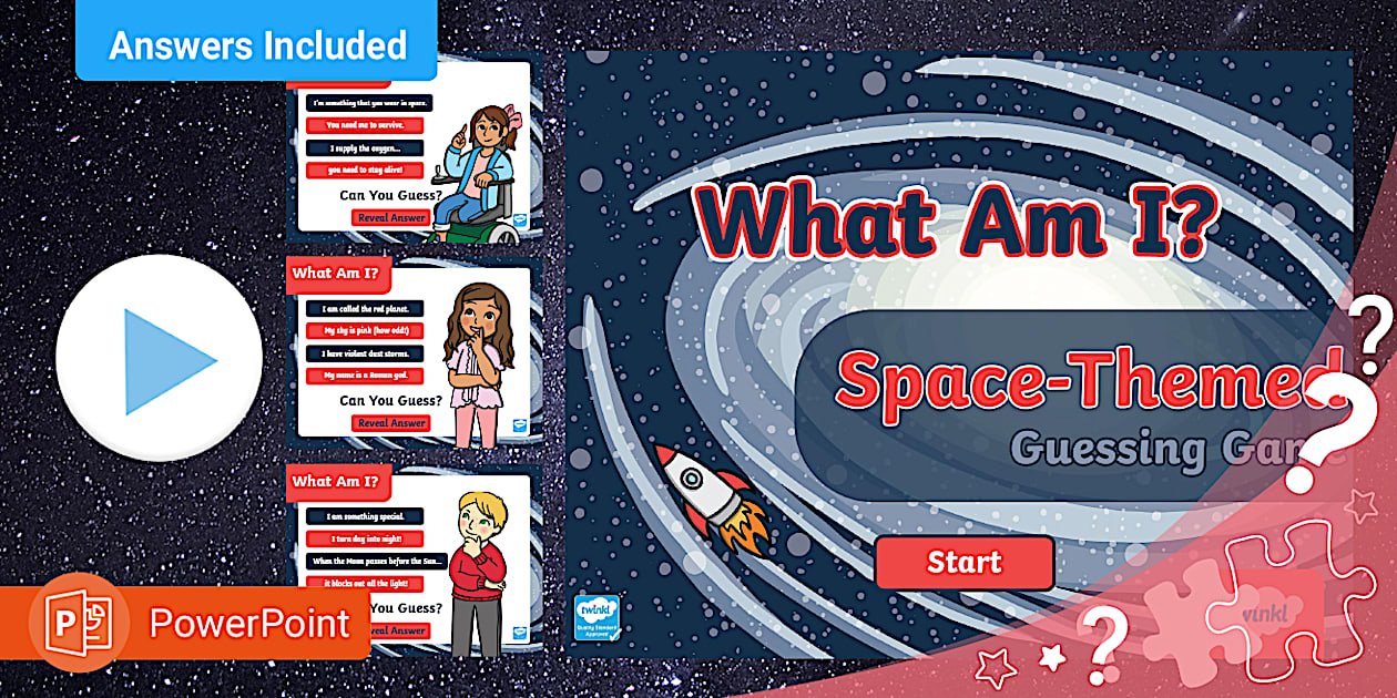 What Am I? Space-Themed Guessing Game PowerPoint - Puzzles