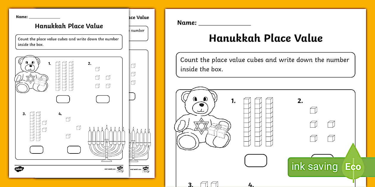 Hanukkah Place Value Activity Sheet (teacher made) - Twinkl