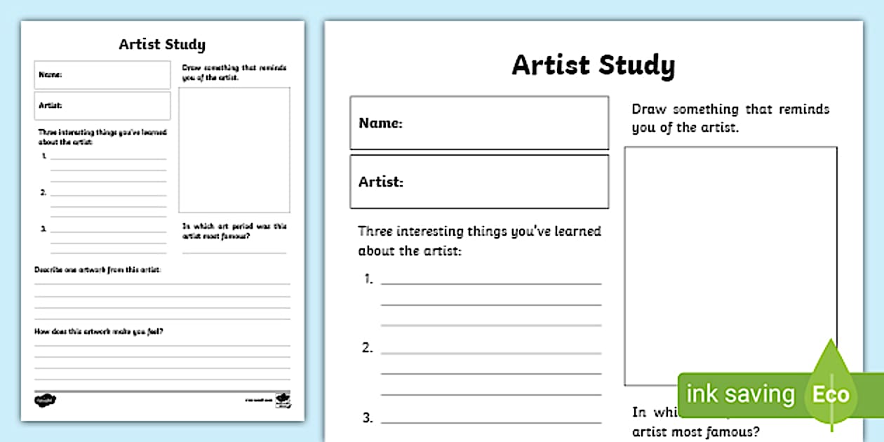 Artist Research Template - Study Fact Sheet - Art Resource
