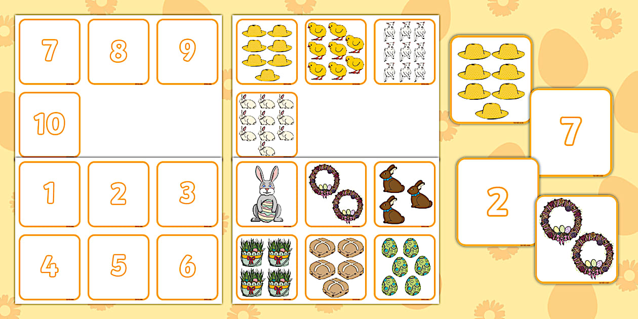 👉 Easter Themed Numbers 1- 10 Matching Activity - Twinkl