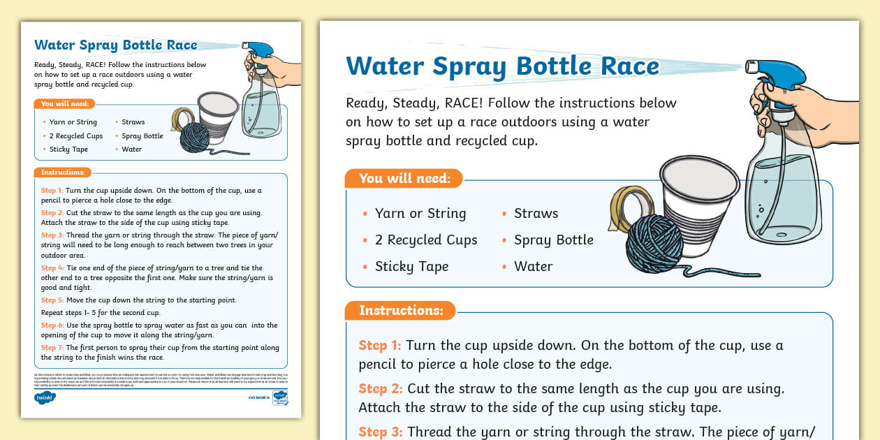 Water Spray Bottle Race (Teacher-Made) - Twinkl