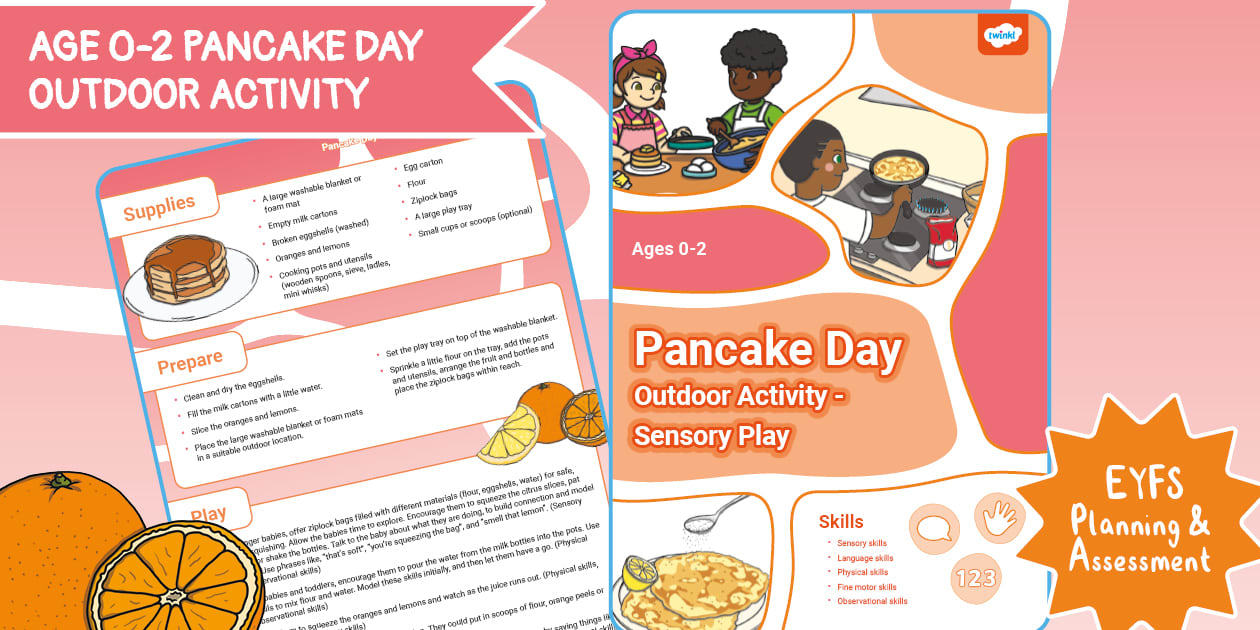 Ages 0 - 2 Outdoor Learning Pancake Day Sensory Play