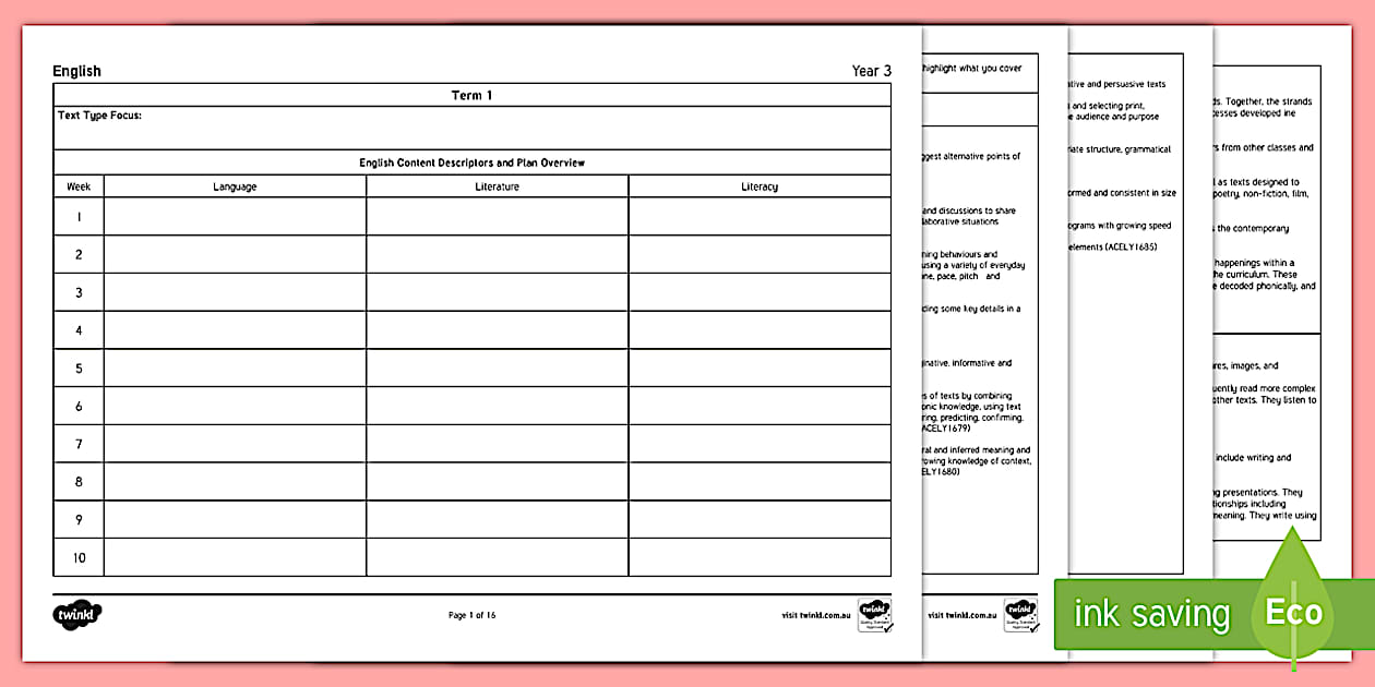 Year 3 English Sequence of Learning Overview (teacher made)