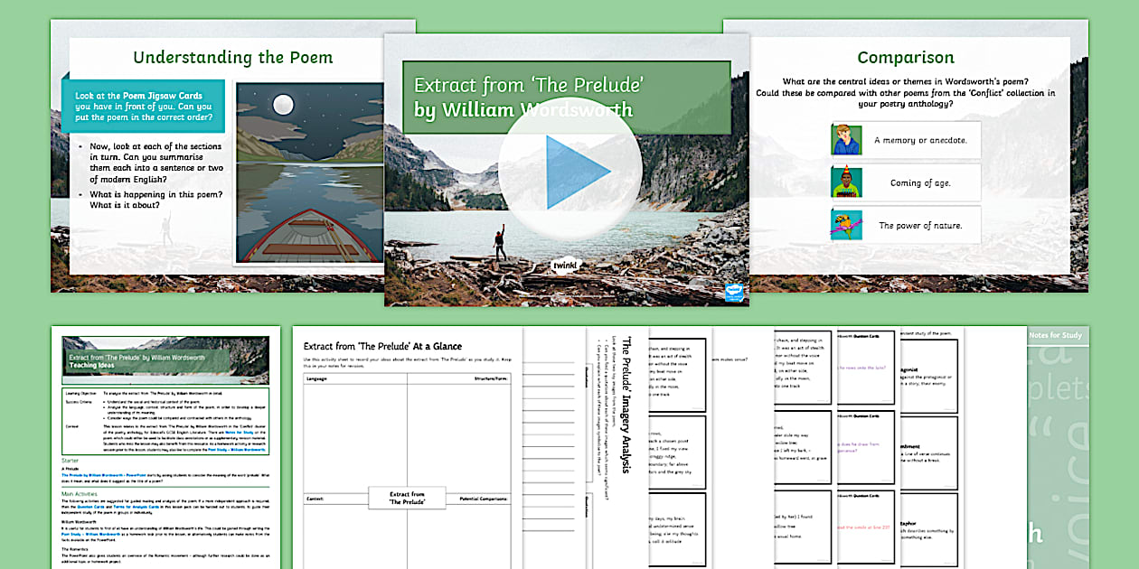 Editable EDEXCEL GCSE Poetry Lesson to Support Teaching on 'The Prelude' by