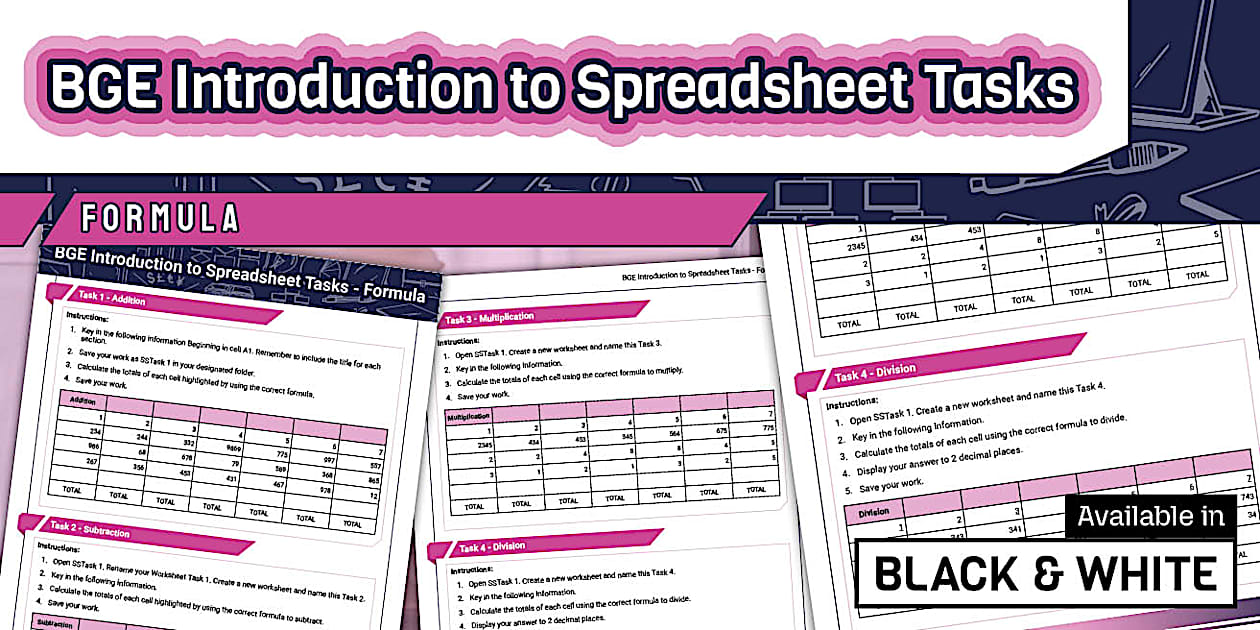 BGE Introduction to Spreadsheet Tasks - Formula