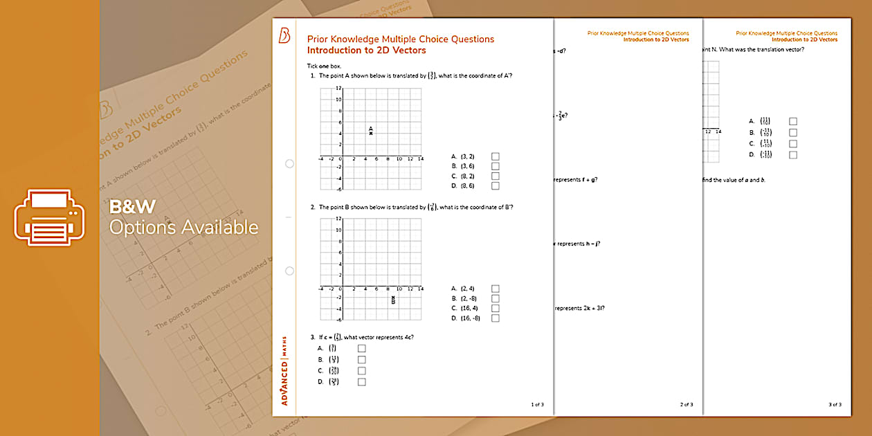 👉 Introduction to 2-Dimensional Vectors - Prior Knowledge Multiple-Choice