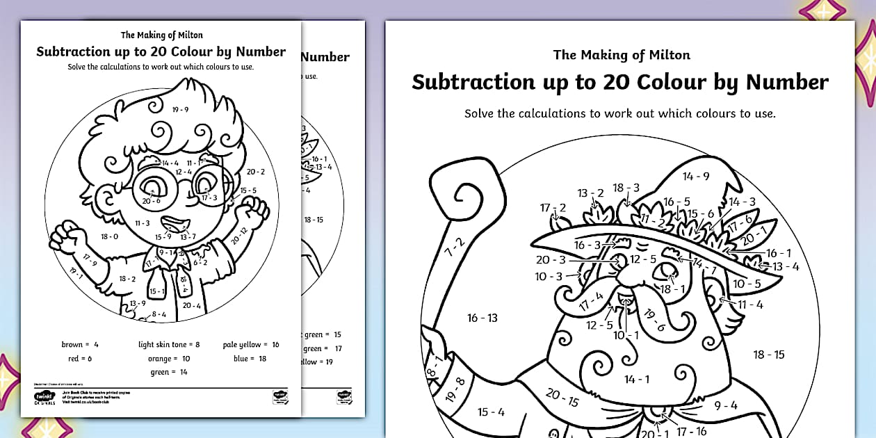 The Making of Milton Subtraction Colour by Number - Twinkl