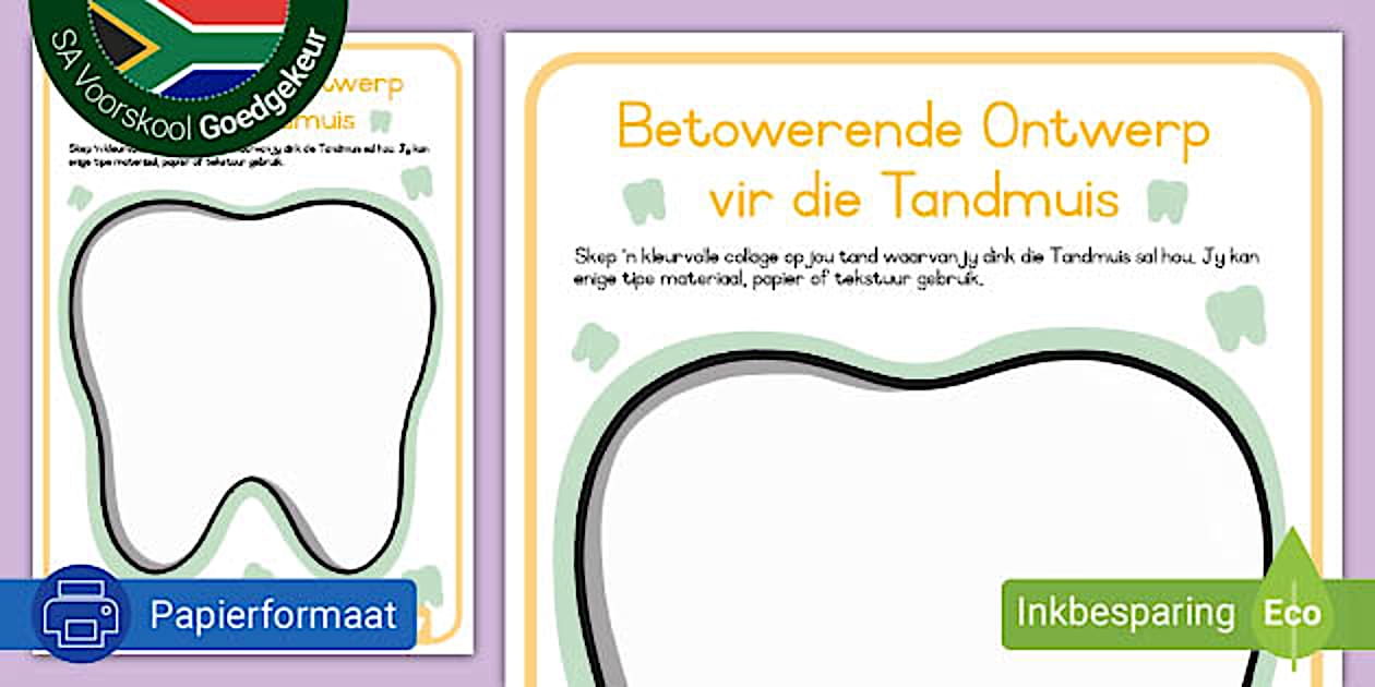 Betowerende Collage Ontwerp vir die Tandmuis (teacher made)