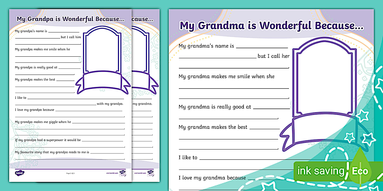Grandparents Reflection Activity | Grandparents Day - Twinkl