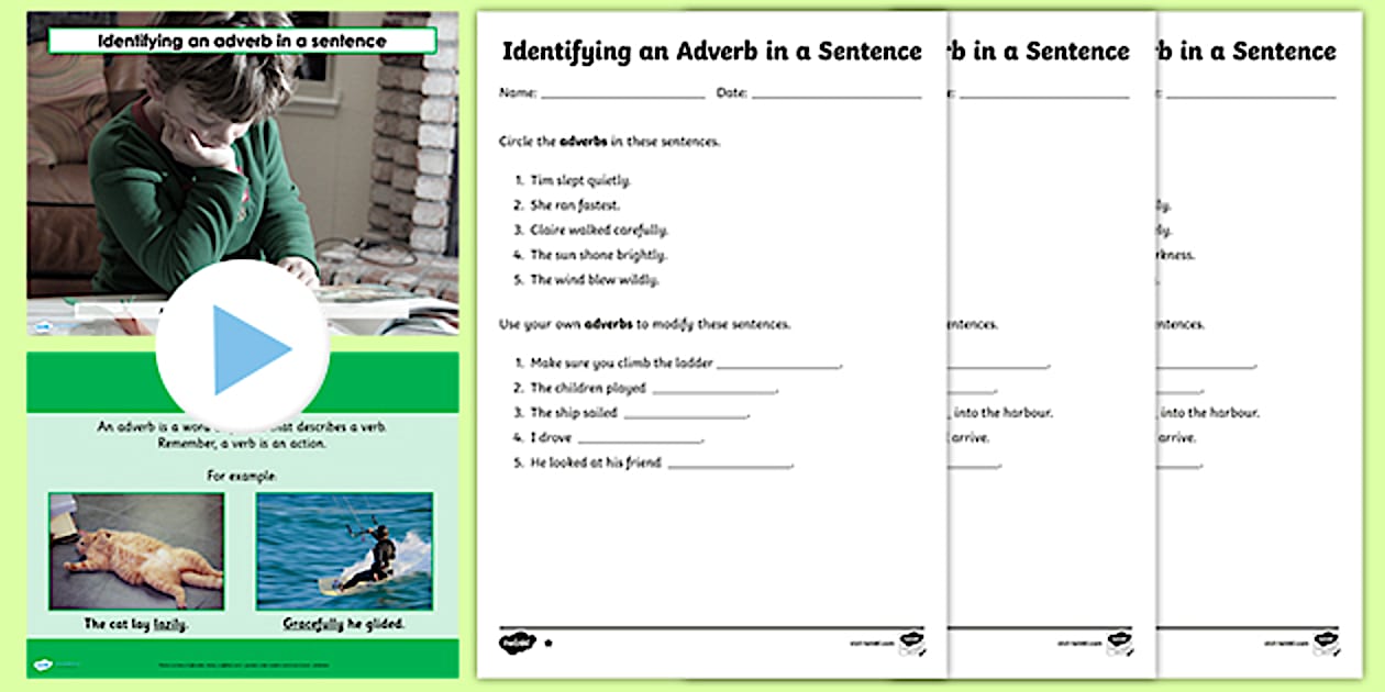 Identifying an Adverb in a Sentence | Adverb Practice PDF