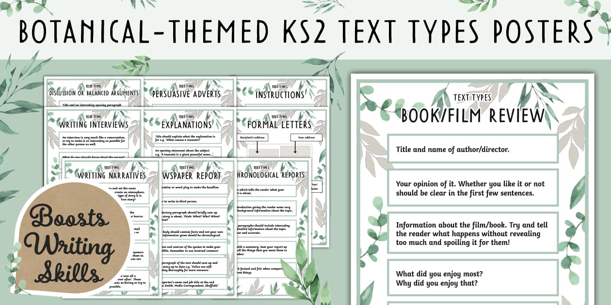 Botanical-Themed KS2 Text Types Posters