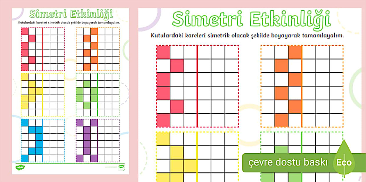 2. Sınıf Simetri Boyama Etkinliği - Renkli Kareler
