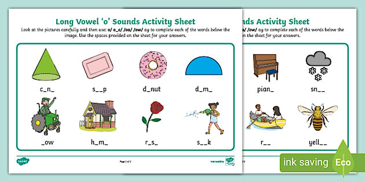 Long Vowel 'o' sound Activity Sheet (Teacher-Made) - Twinkl