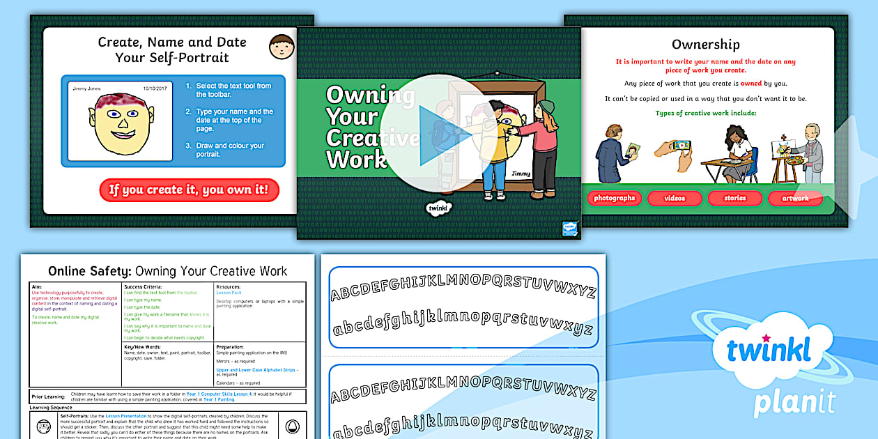 Computing: Online Safety: Owning Your Creative Work Year 1 Lesson Pack 1
