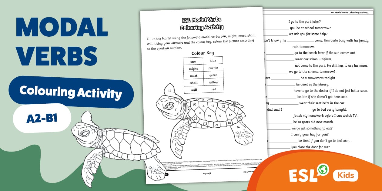 ESL Modal Verbs Colouring Activity {Kids}