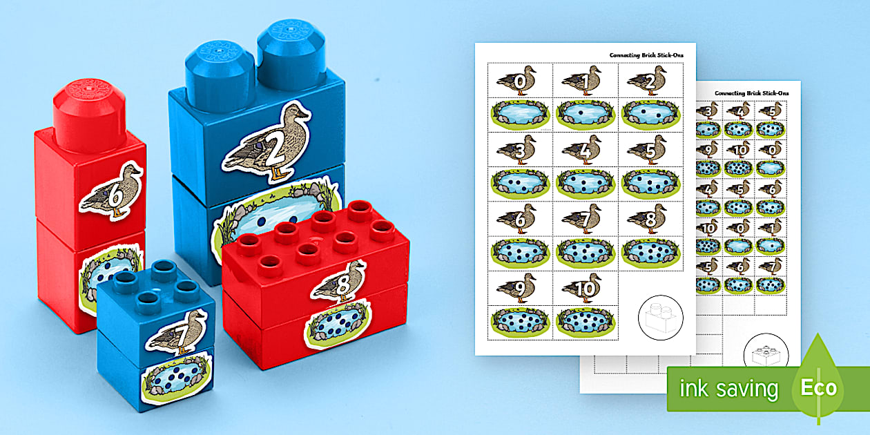 Duck Pond Counting to 10 Matching Connecting Bricks Game
