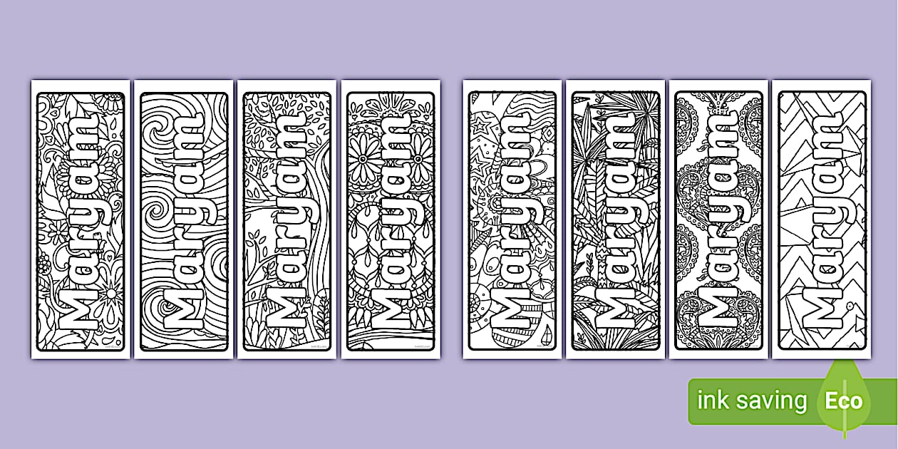Maryam Mindfulness Name Colouring Bookmarks - Twinkl