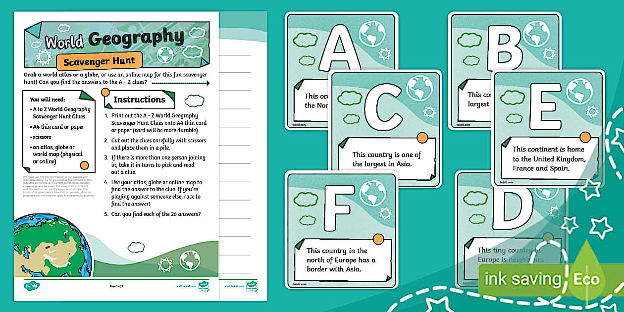Printable World Geography Scavenger Hunt | Twinkl 5-7