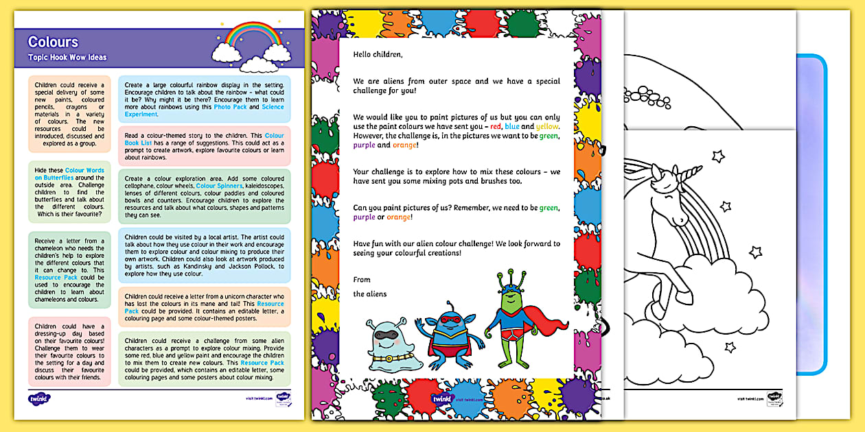 Colours Topic Hook Wow Ideas and Resource Pack - Twinkl