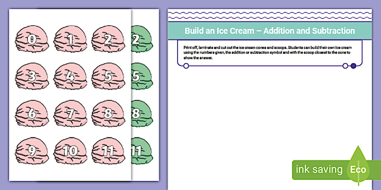 Build an Ice Cream - Addition and Subtraction (teacher made)