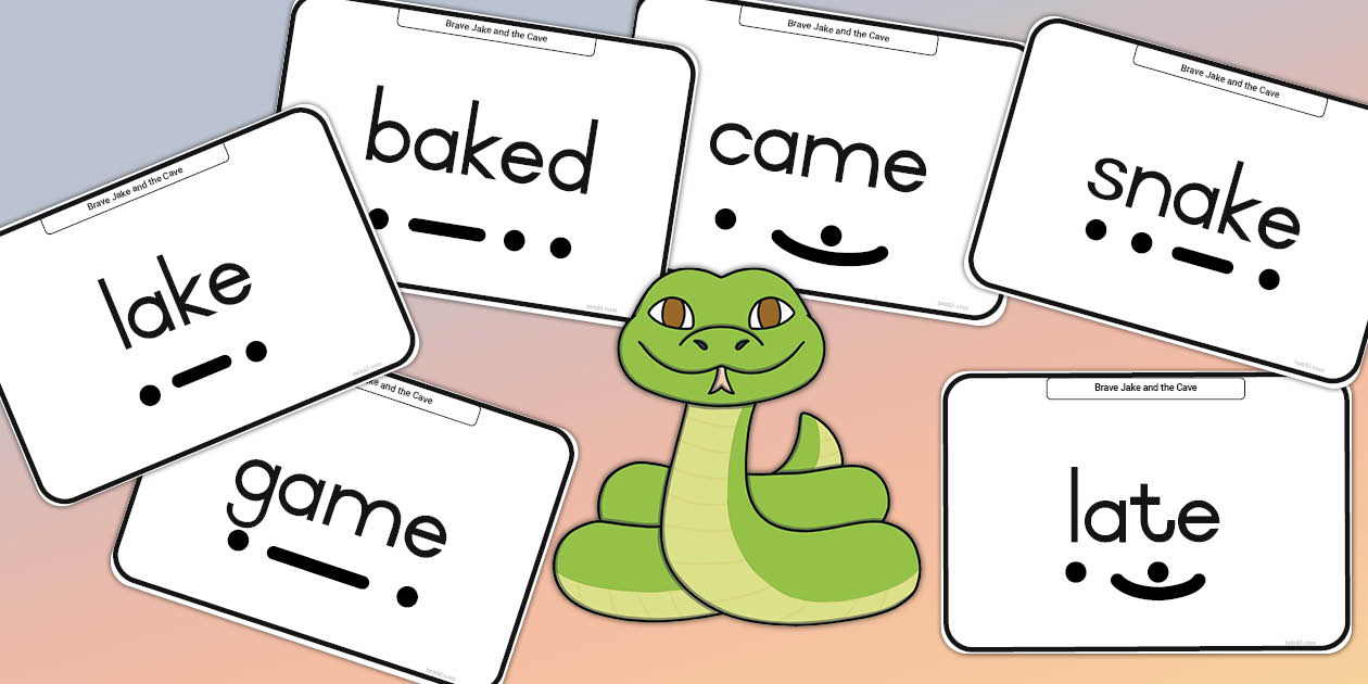 Rhyme and Read Word Cards: Brave Jake and the Cave - Twinkl