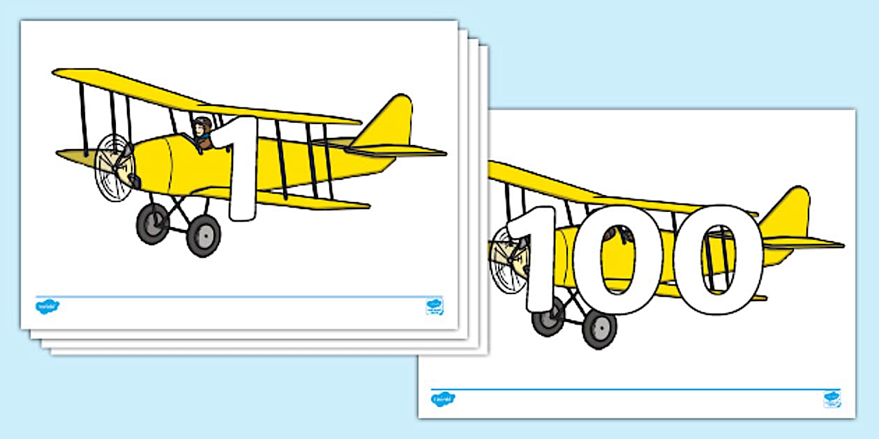 Numbers 0-100 on Planes (teacher made) - Twinkl
