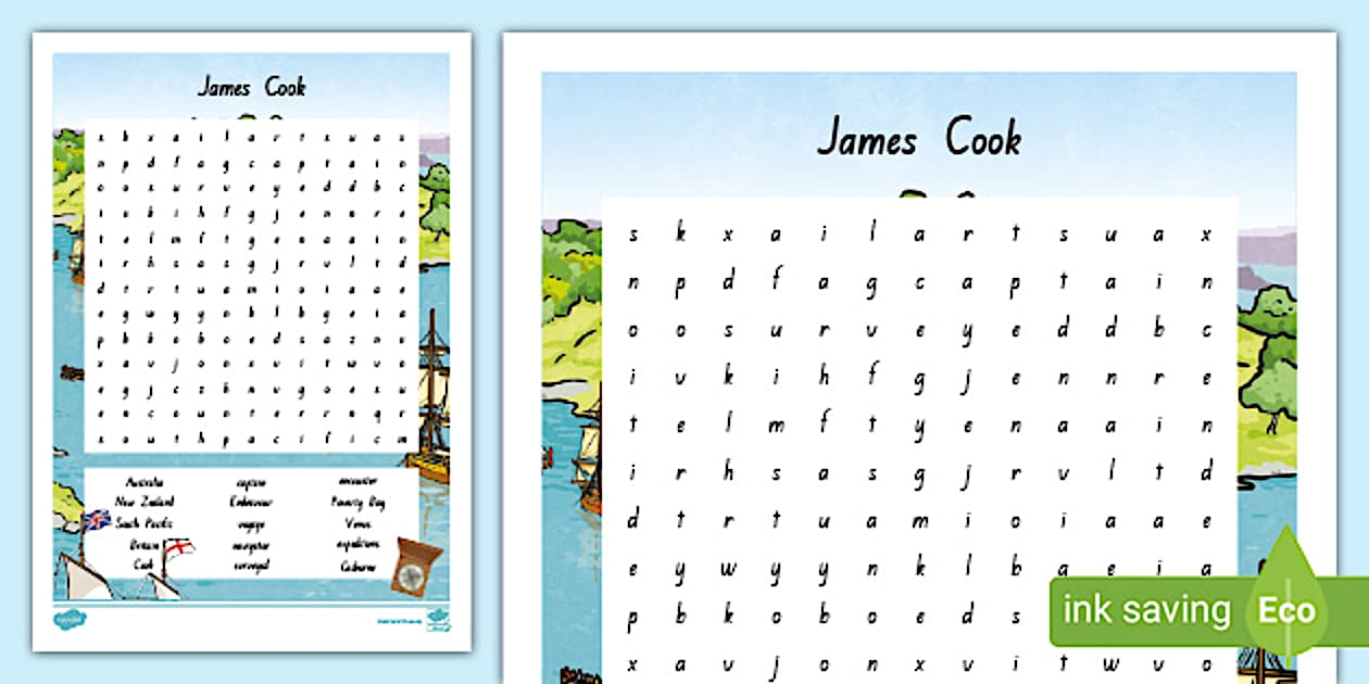 Captain Cook Word Search Orig (teacher made) - Twinkl