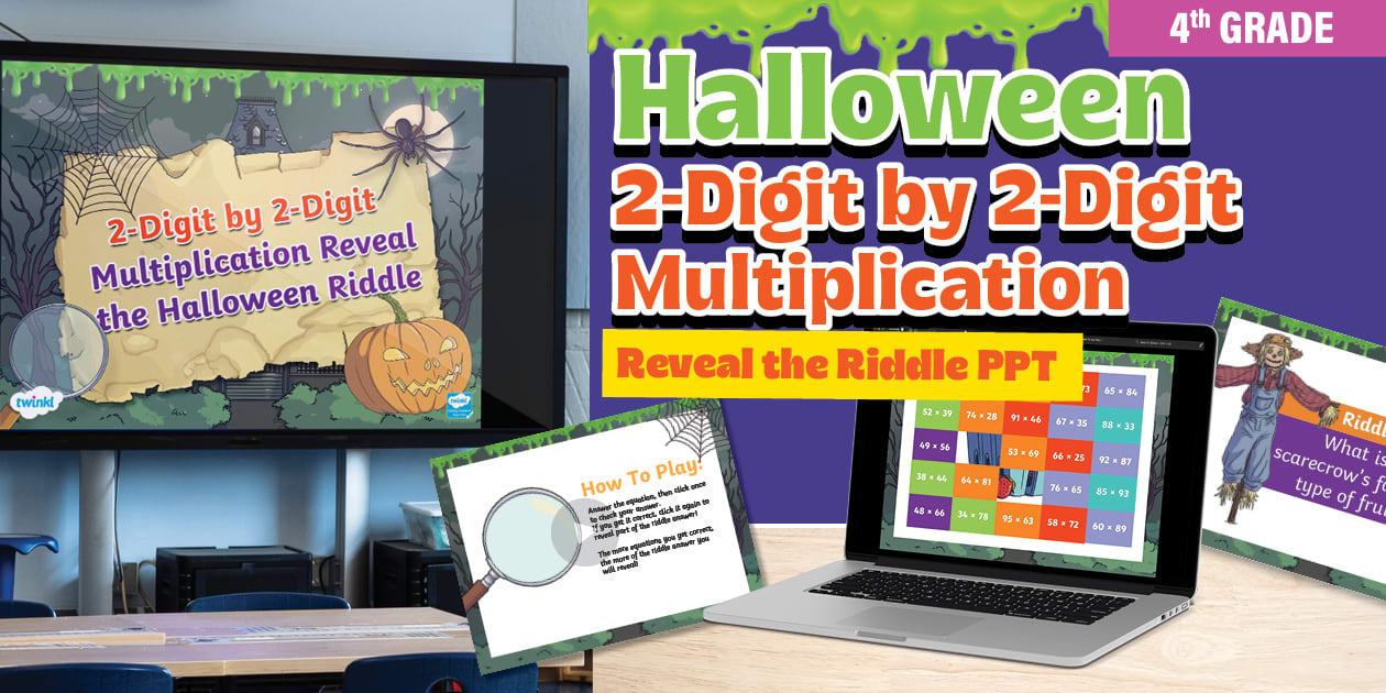 2-Digit by 2-Digit Multiplication Halloween Math PowerPoint