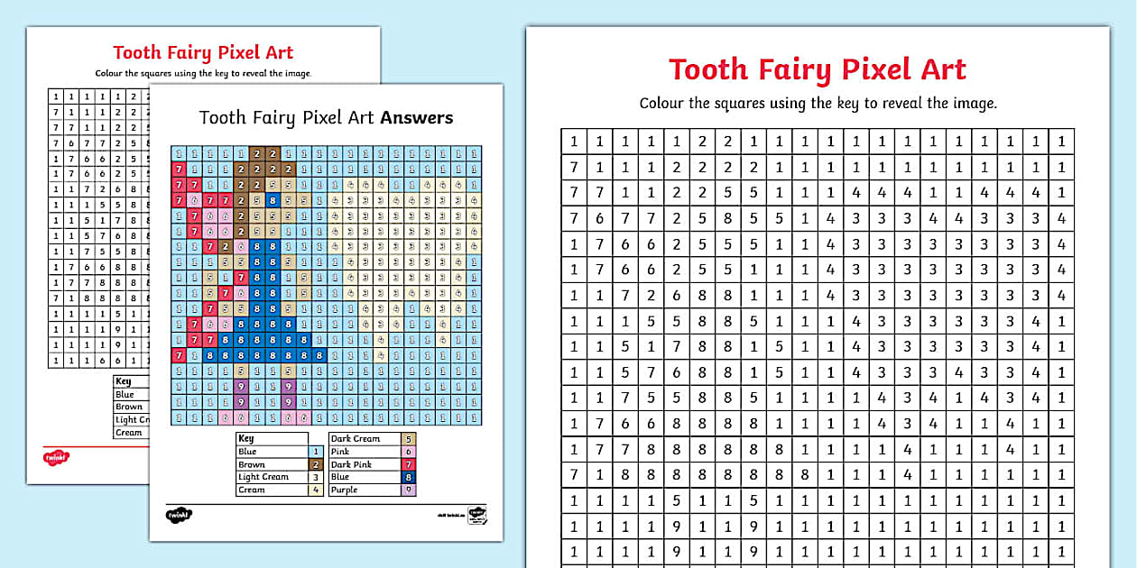 Tooth Fairy Pixel Art Template (teacher made) - Twinkl