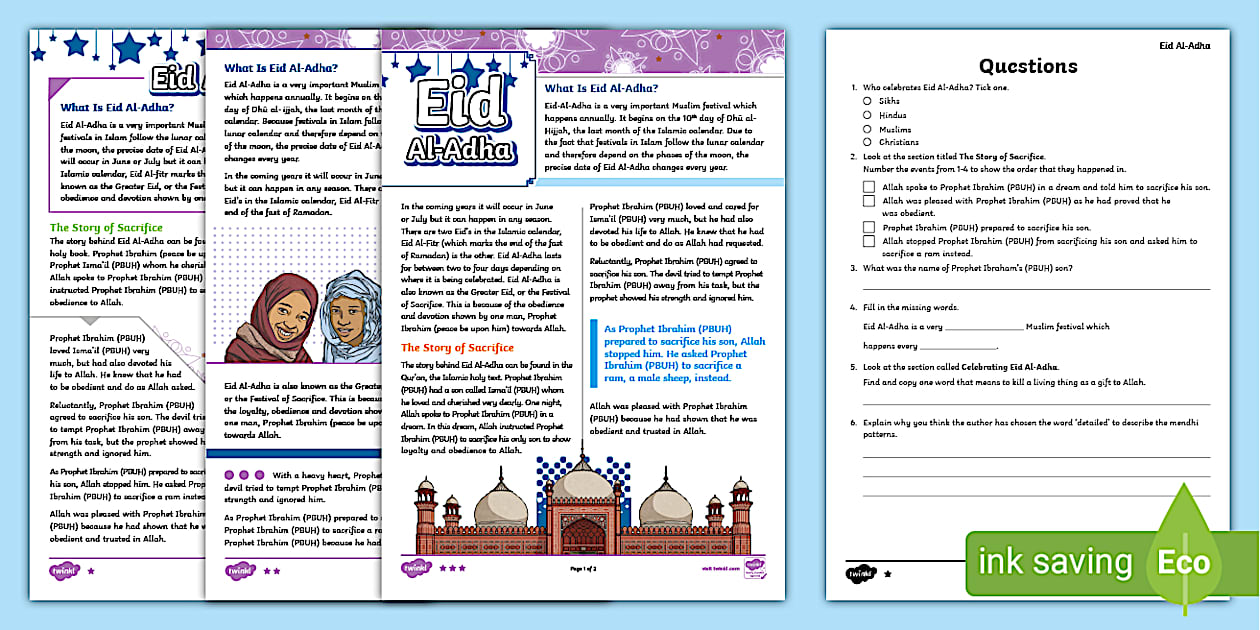 UKS2 Eid Al-Adha Differentiated Reading Comprehension