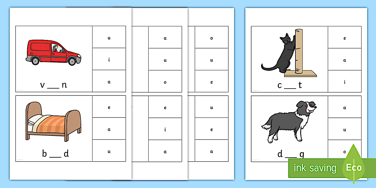 Editable CVC Words Missing Sound Peg Charts Activity