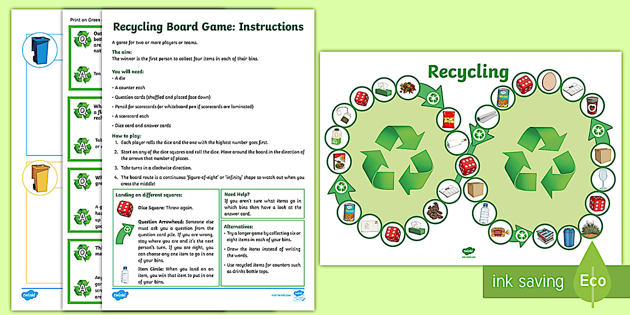 Recycling Board Game (teacher made) - Twinkl