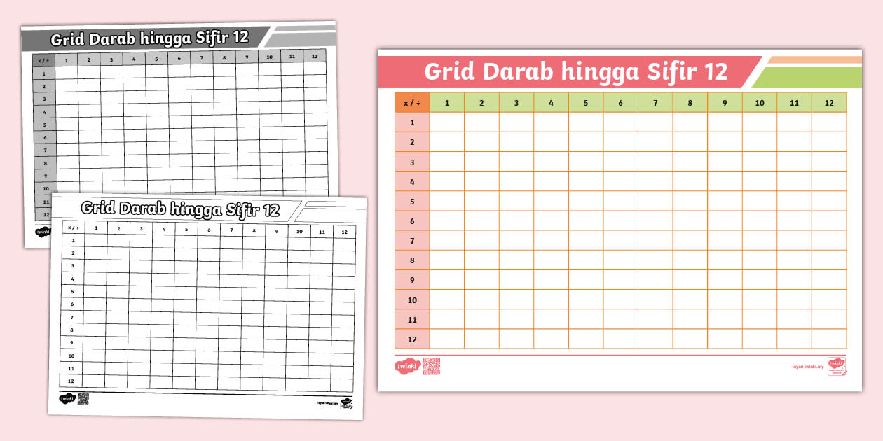 Grid Darab hingga Sifir 12 - Twinkl Matematik (teacher made)