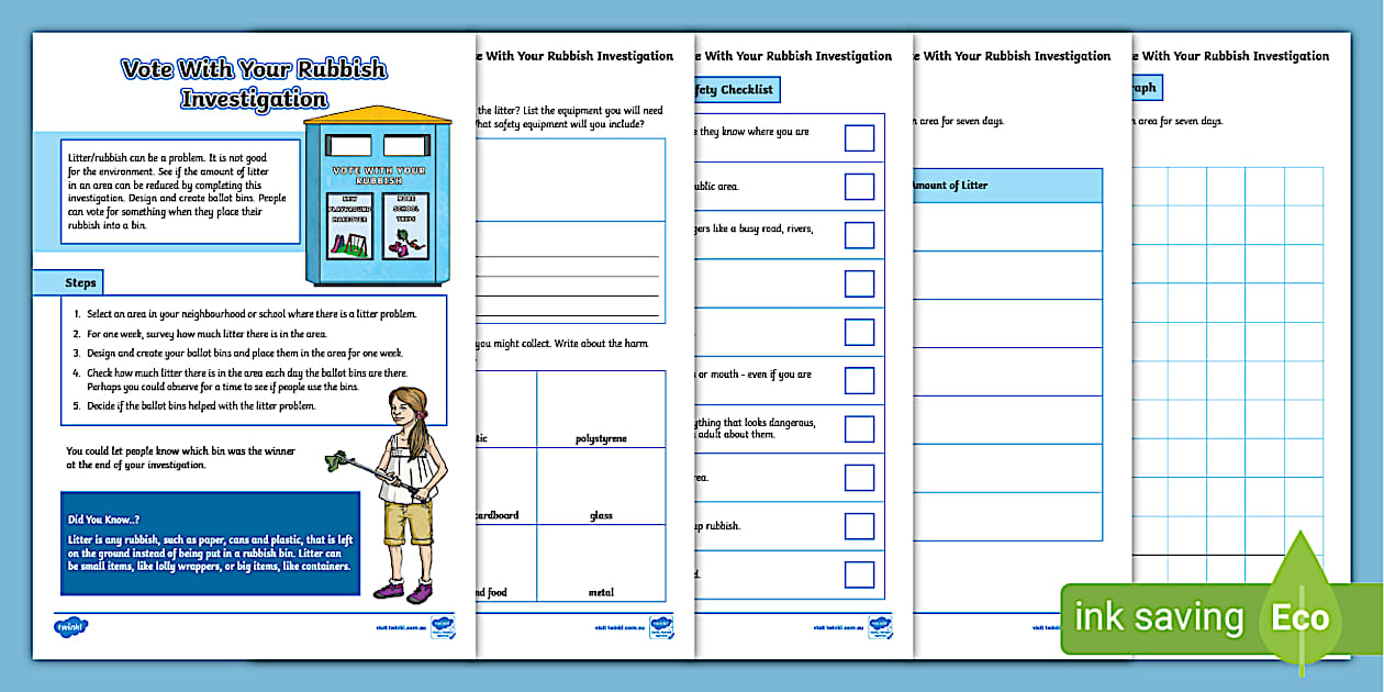 Less Litter Ballot Bin Activity Pack (Teacher-Made) - Twinkl