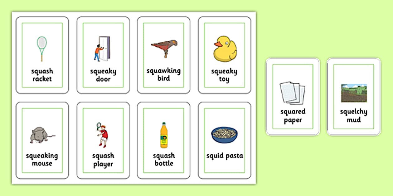 3 Syllable SQU Flash Cards (Teacher-Made) - Twinkl