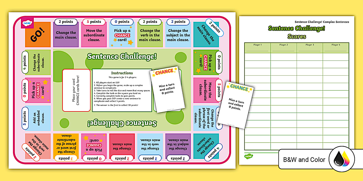 Printable Complex Sentence Game for Kids | Twinkl USA