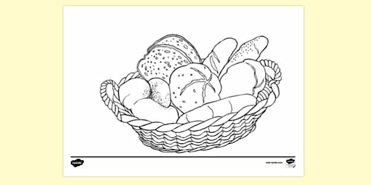 Basket of Bread Colouring Sheet - Primary Resources - Twinkl